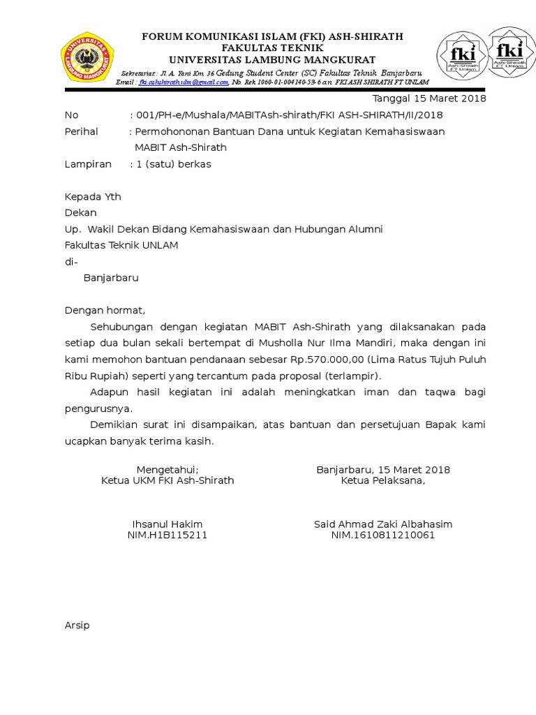 Format Surat Permohonan Proposal | PDF
