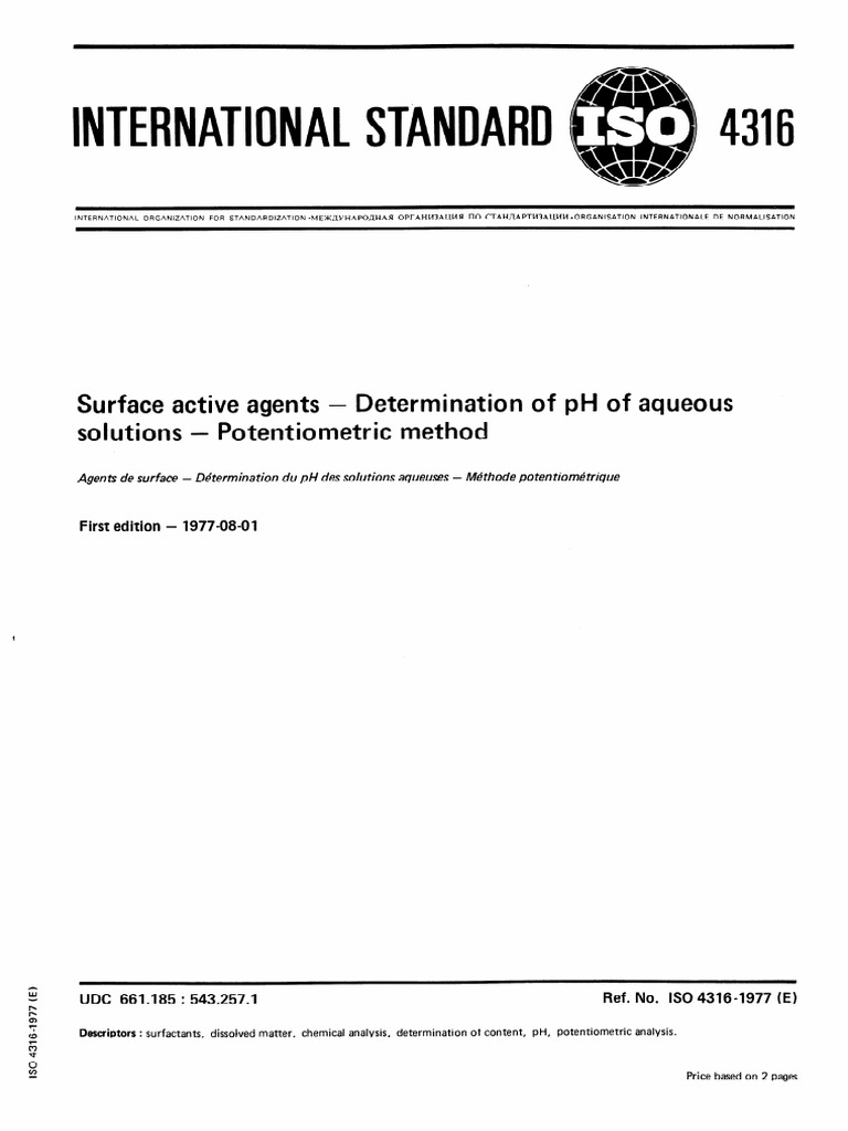 ISO 4316 1977 en Preview | PDF | Ph | Analytical Chemistry