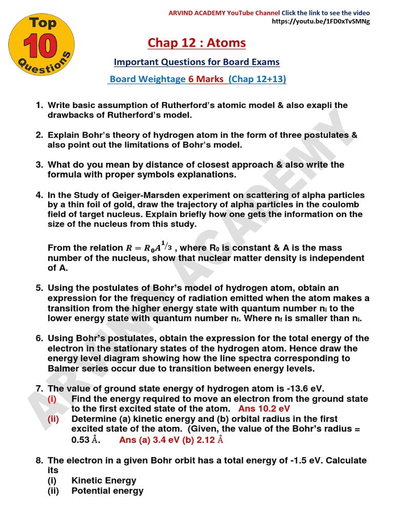 Understanding Atomic Structure: Key Concepts and Practice Questions ...