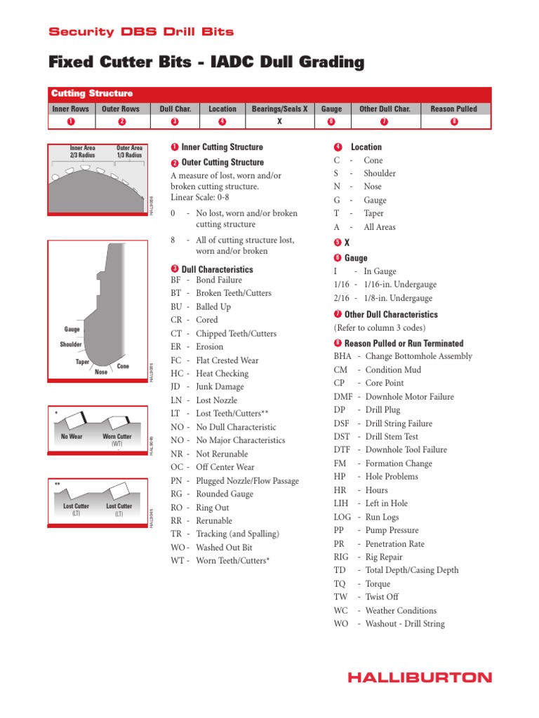 Dull Grading Pdf Drill Drilling Rig