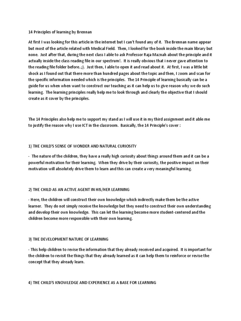 14 Principles of Learning by Brennan | PDF | Educational Technology ...