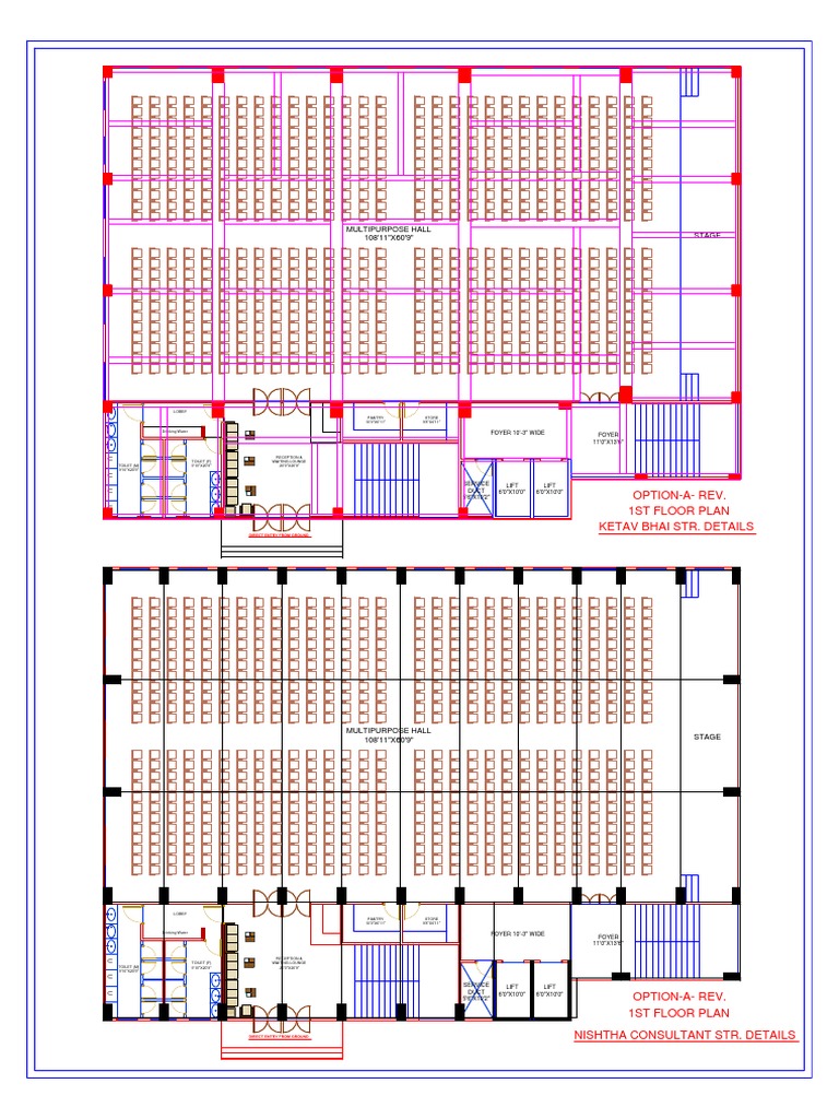 Multipurpose Hall 108'11"X60'9" Stage: 1St Floor Plan Option-A-Rev | PDF