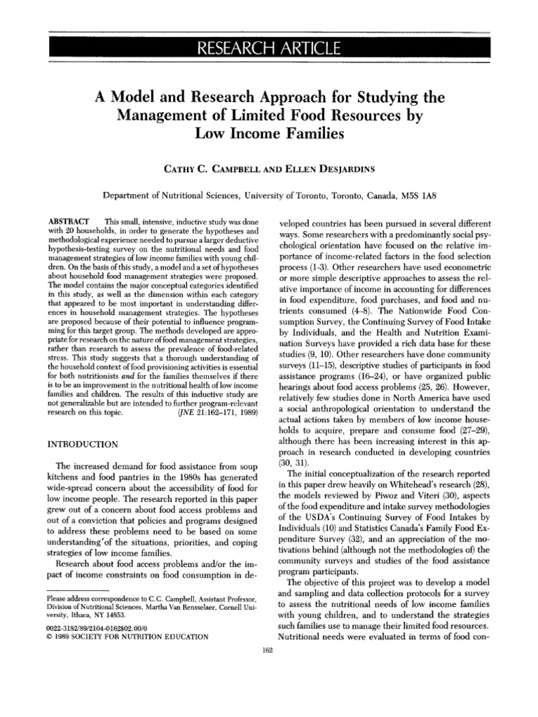 A Model and Research Approach For Studying The Management of Limited ...