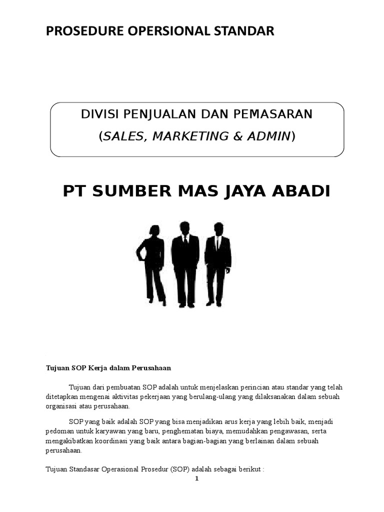 SOP Pemasaran dan Penjualan PT SMJA | PDF
