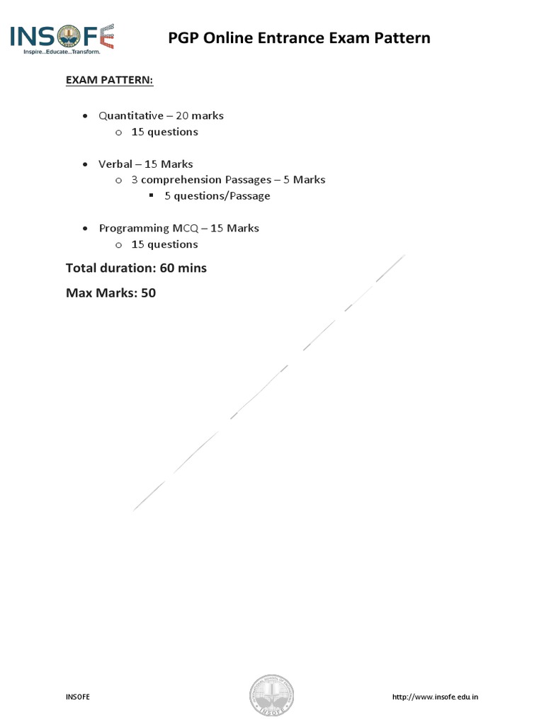 PGP - Sample Paper - Online Entrance Exam | PDF | Teaching Mathematics