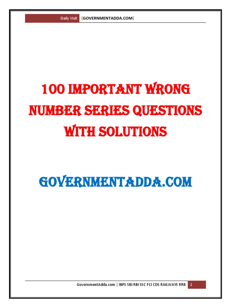 Wrong Number Series | PDF | Numbers | Arithmetic