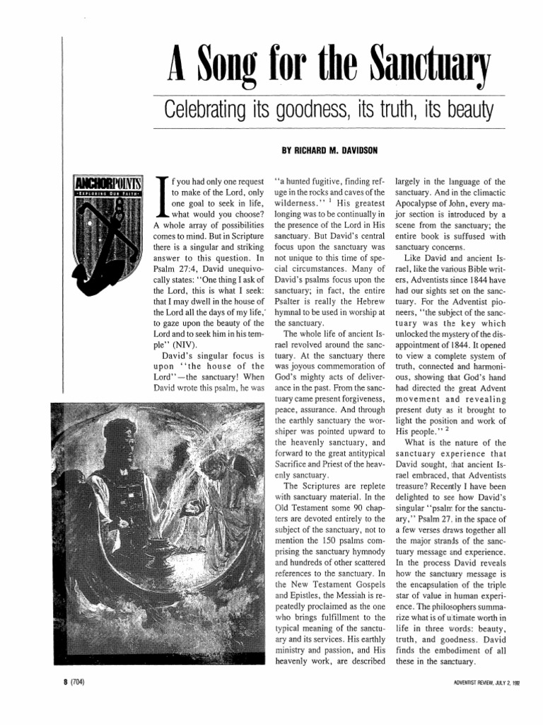 Richard M. Davidson A Song For The Sanctuary Celebrating Its Goodness ...
