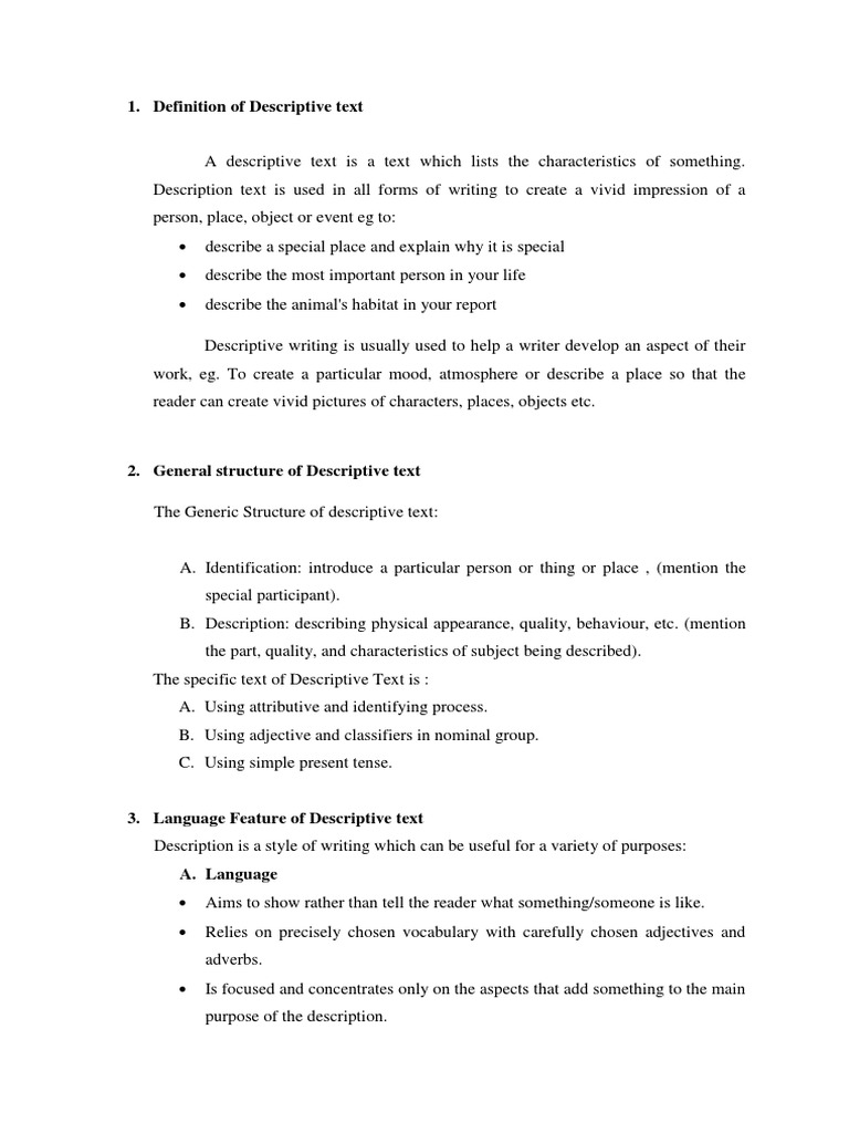 Descriptive Text | PDF | Adjective | Verb