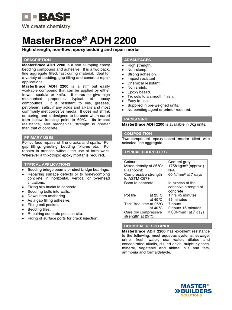 MasterBrace ADH 2200 | PDF | Epoxy | Concrete