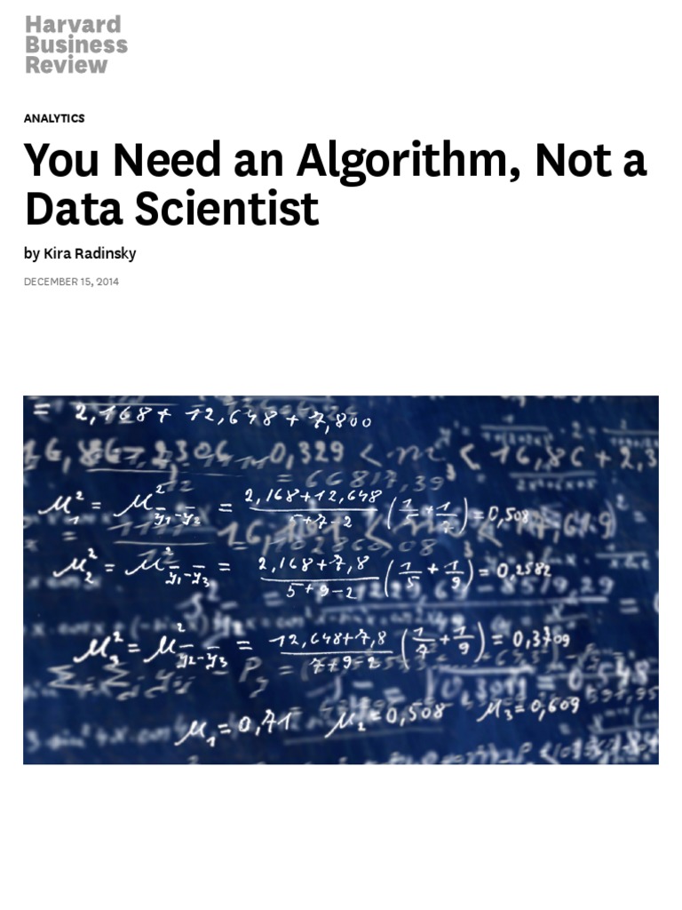 You Need An Algorithm, Not A Data Scientist | PDF | Analytics | Automation