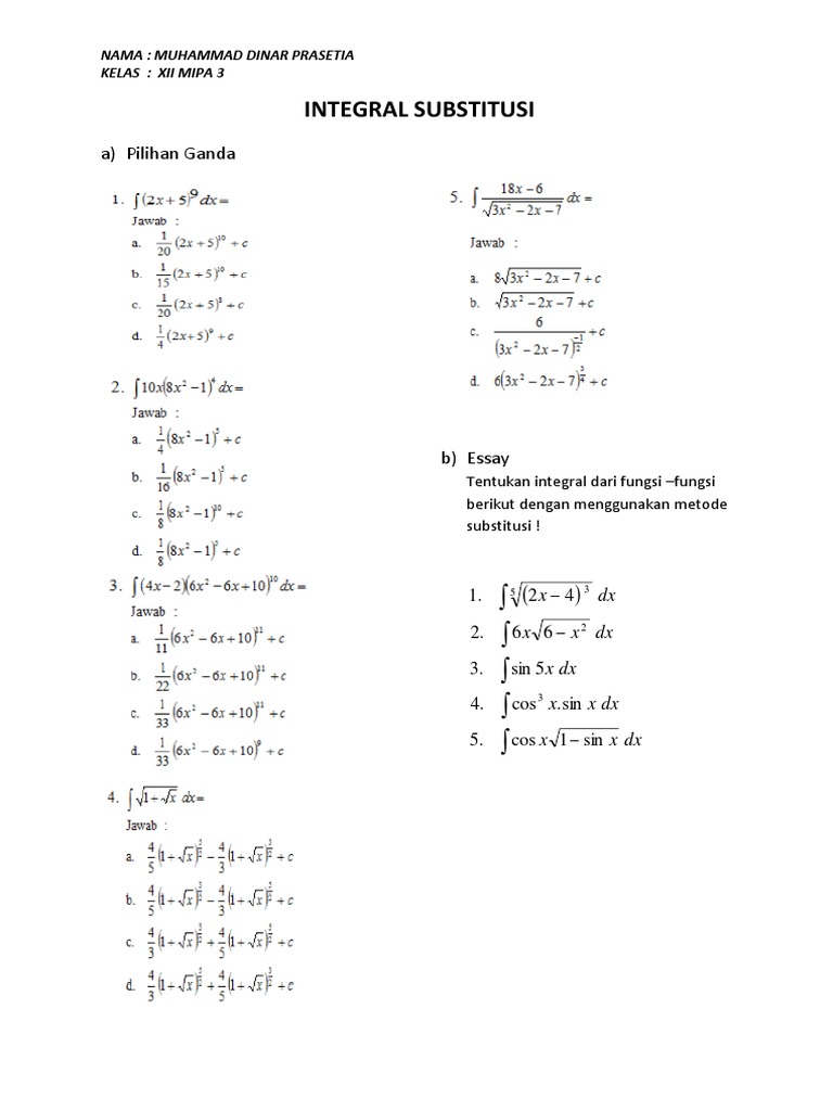 Integral Substitusi | PDF