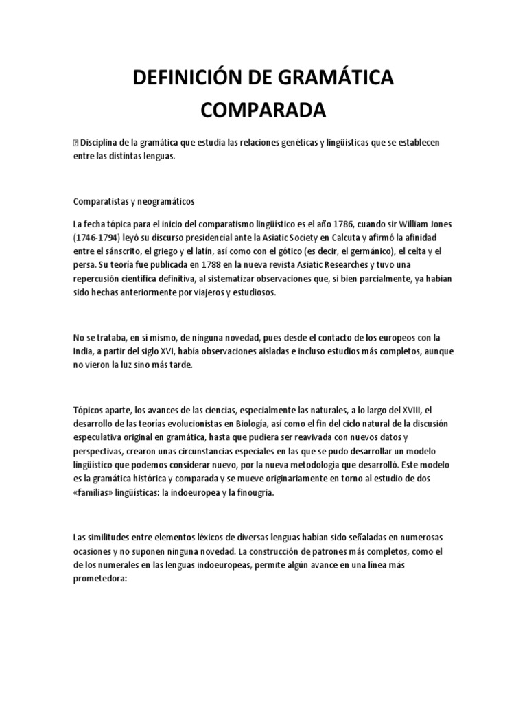 Definición de Gramática Comparada | PDF | Lingüística | Science