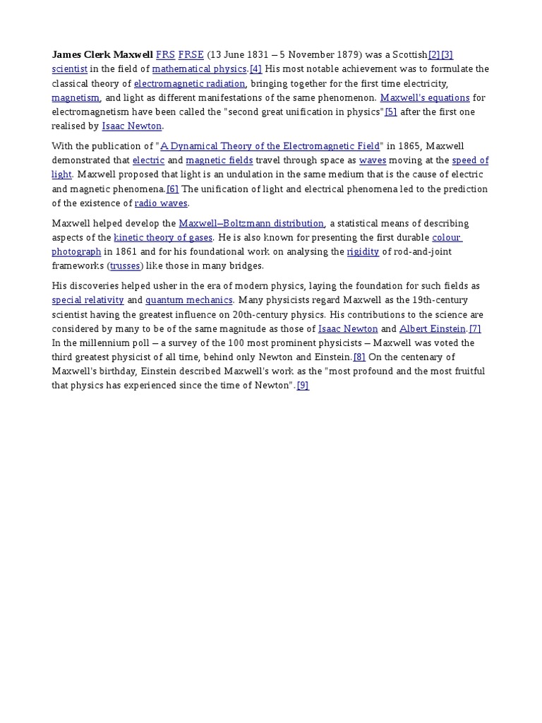 Maxwell's Electromagnetic Theory | PDF | Social Science | Science ...