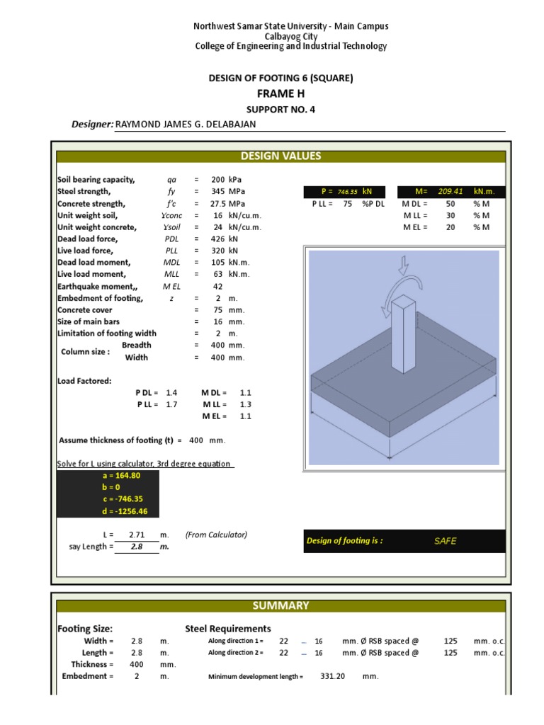 Design of Footing | PDF | Structural Load | Pressure