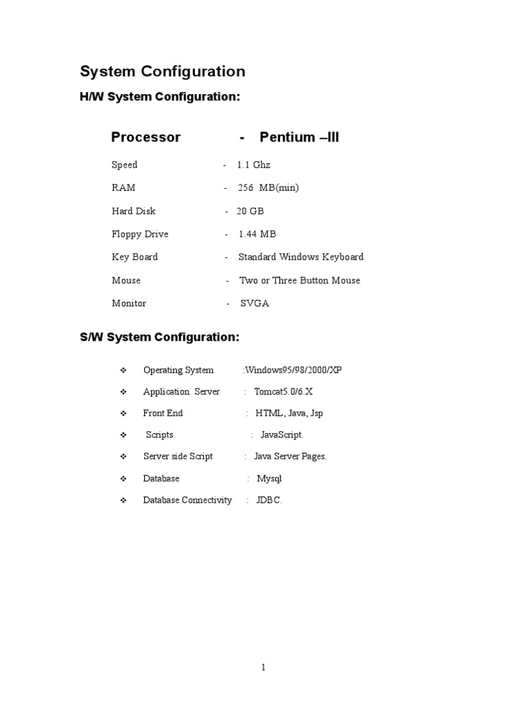 System Hardware and Software Requirements | PDF