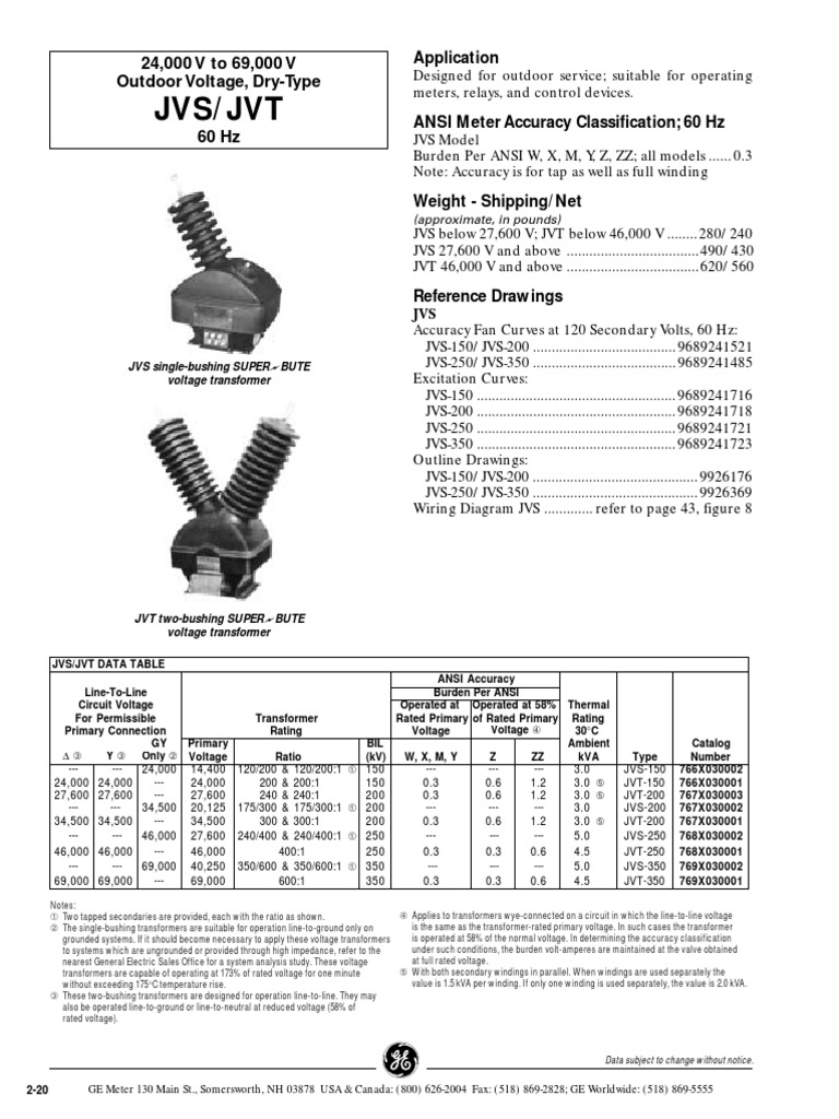 Ge PT JVS JVT | PDF | Transformer | Electrical Engineering