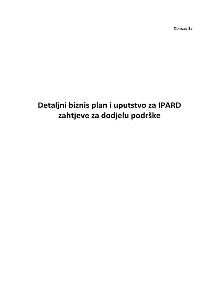 Obrazac 2a Detaljni Biznis Plan (Veci Od 50.000) | PDF