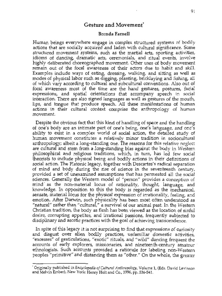 Gesture and Movement PDF | PDF | Franz Boas | Anthropology