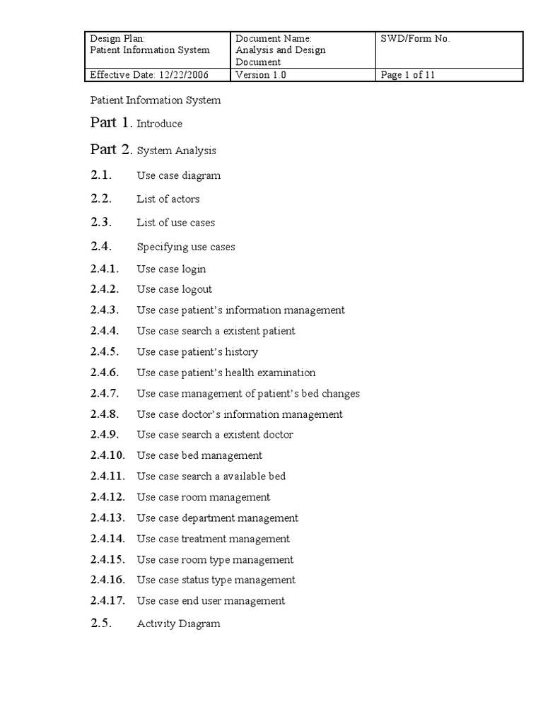 Patient Information System | PDF | Use Case | Databases