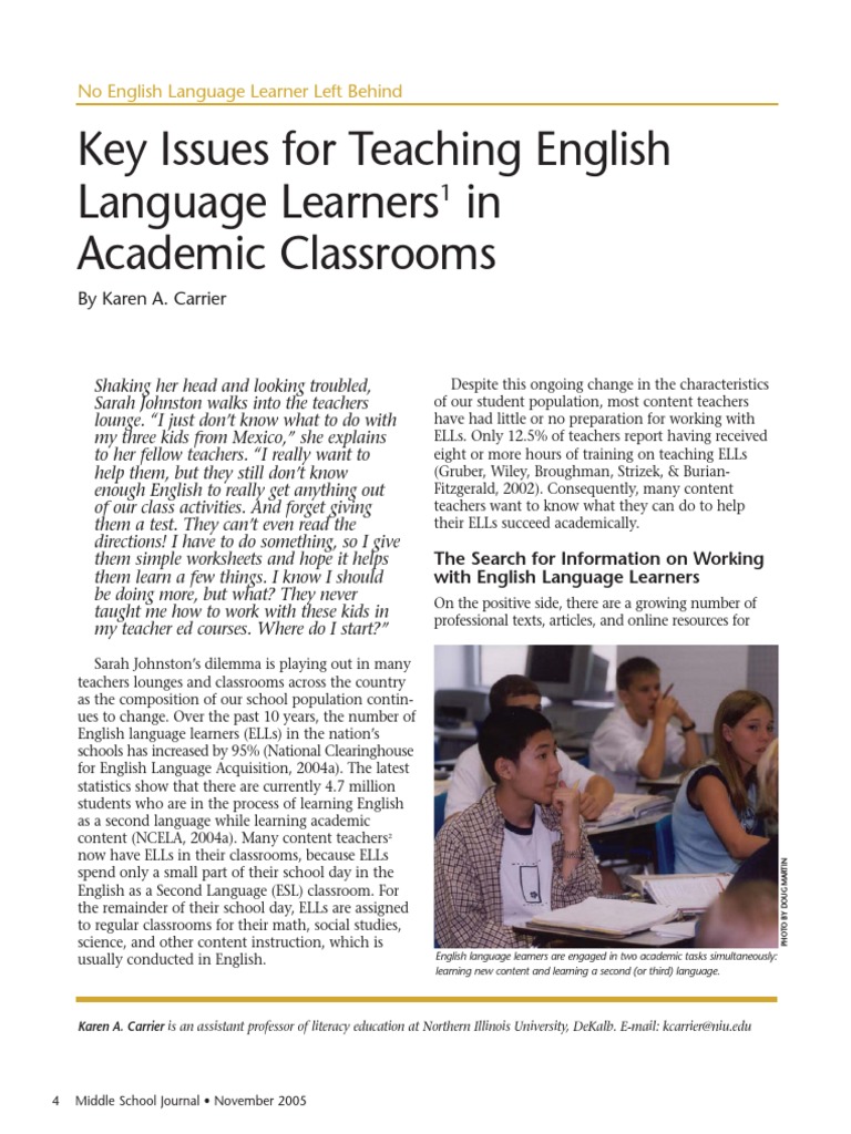 Key Issues in Language Learning | PDF | English As A Second Or Foreign ...