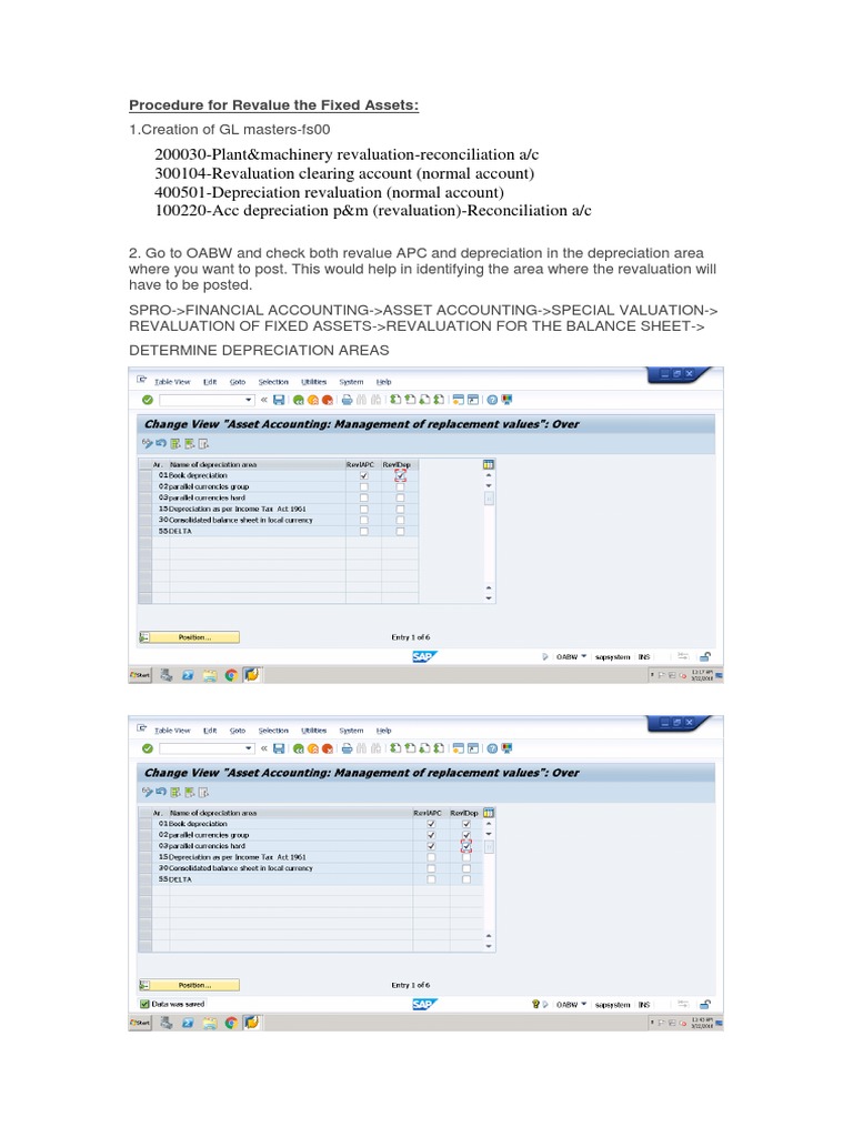 Procedure For Revalue The Fixed Assets | PDF | Depreciation | Debits ...