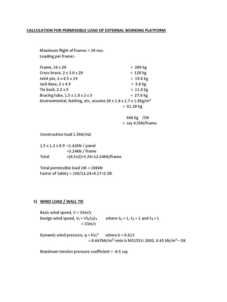 Permissible Load Calculation for Scaffolding | PDF | Scaffolding ...