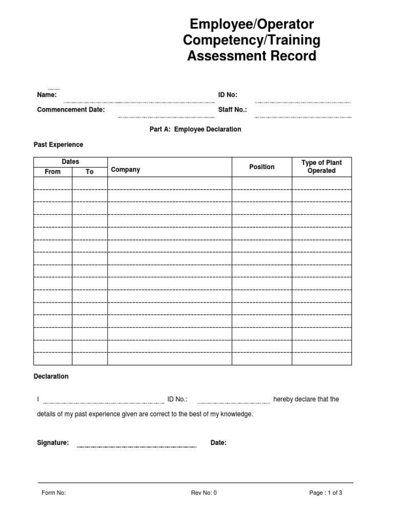 Employee Operator Competence Training Assessment | PDF | Business