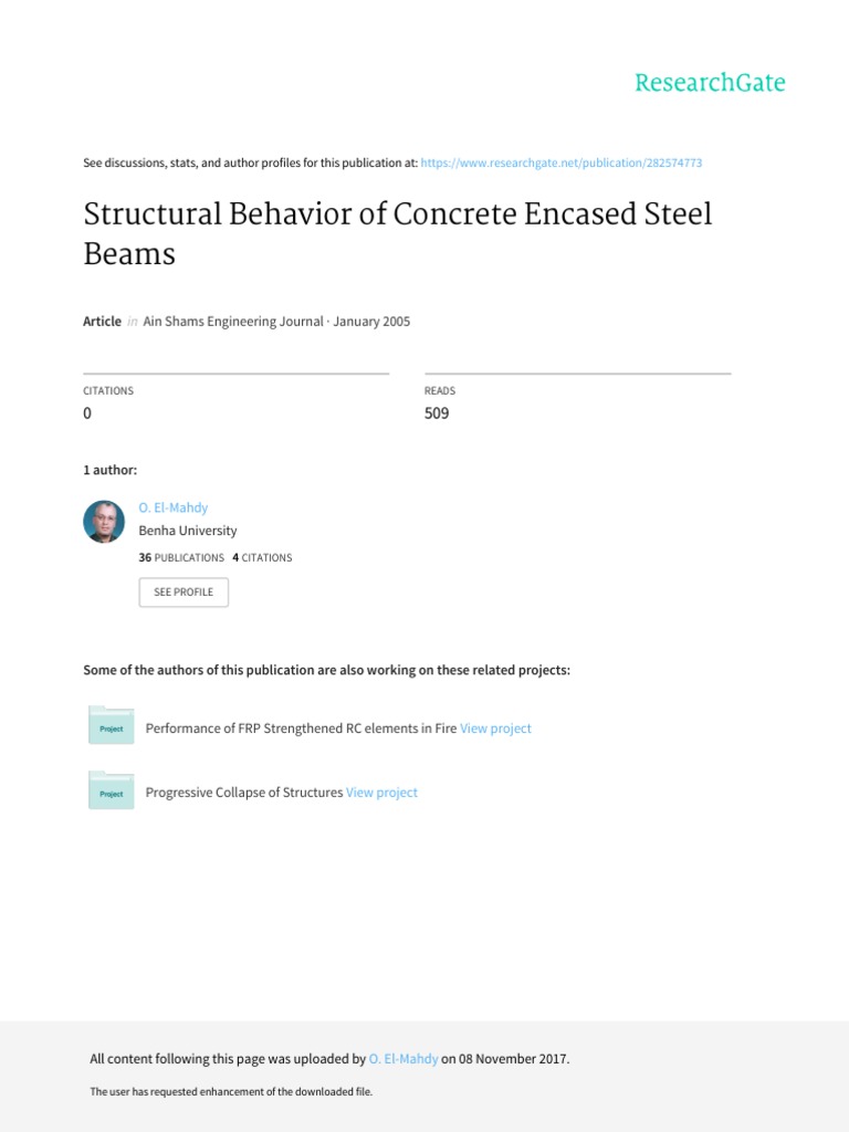 Concrete Encased Steel Beam Analysis | PDF | Stress (Mechanics) | Beam ...