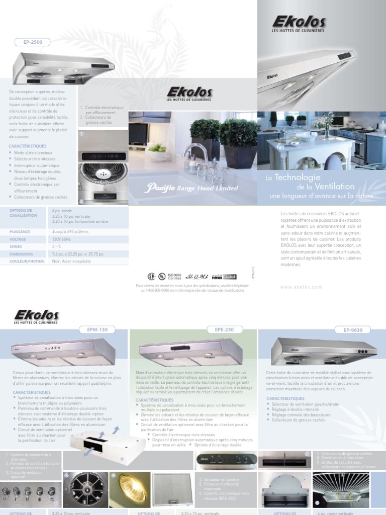 Ekolos EPM Hoods | PDF | Ventilation (Architecture) | Science