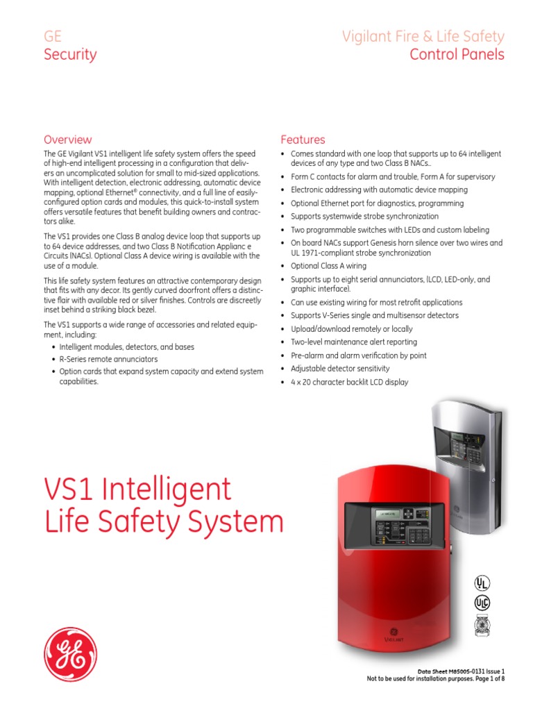 M85005-0131 - VS1 64 Point Intelligent Fire Alarm Control Panel | PDF ...