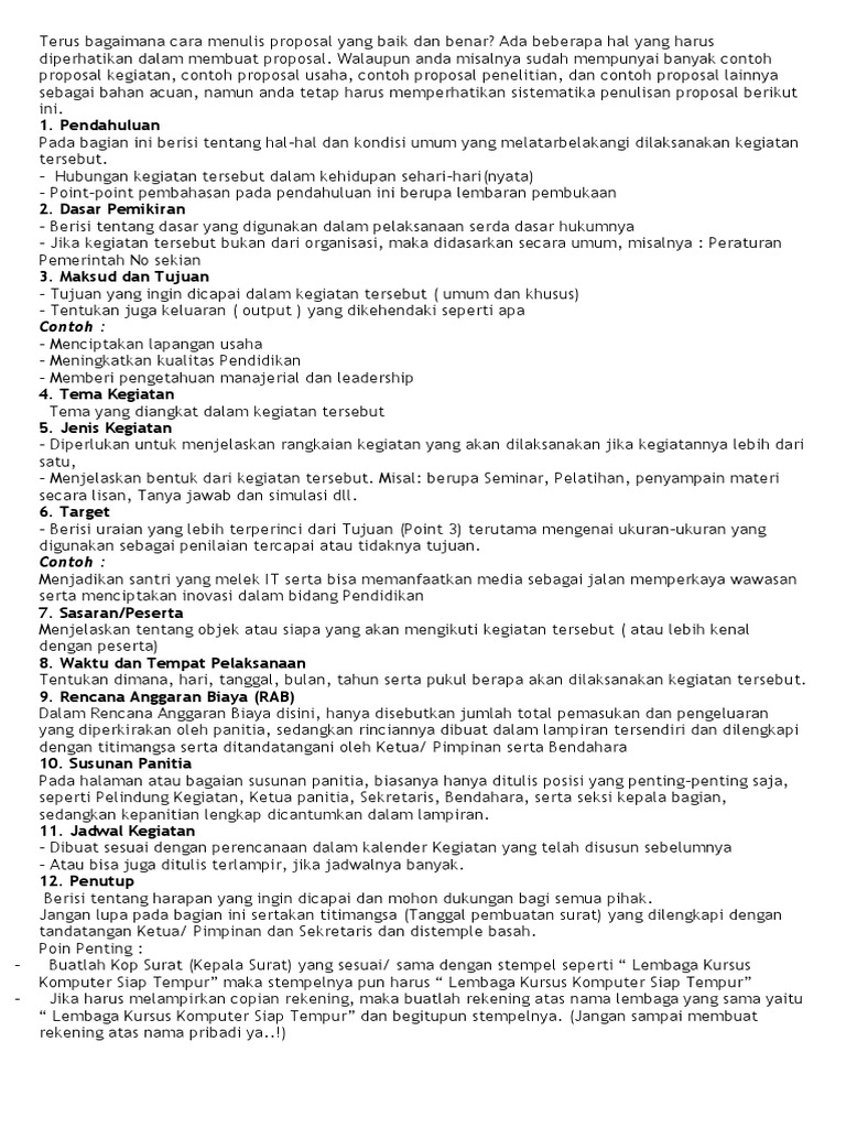 Cara Menulis Proposal Yang Baik Dan Benar | PDF