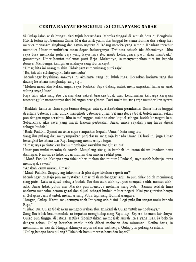 Cerita Rakyat Bengkulu | PDF