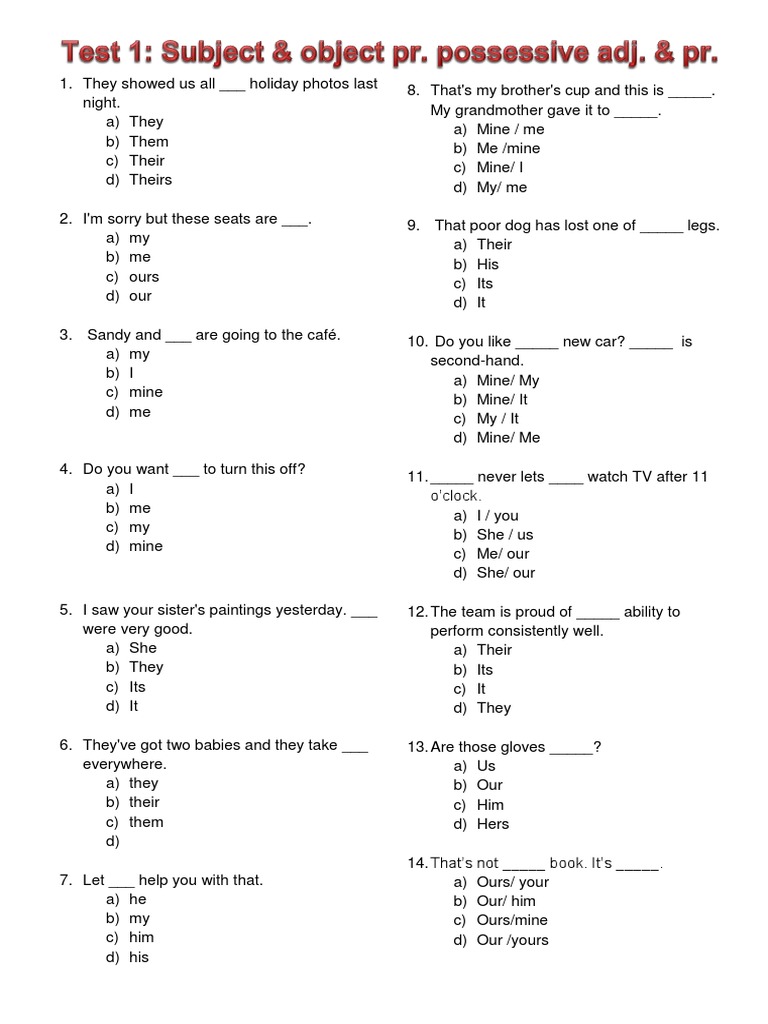 Exam 1 - Personal Pronouns | PDF | Grammatical Number | Linguistics