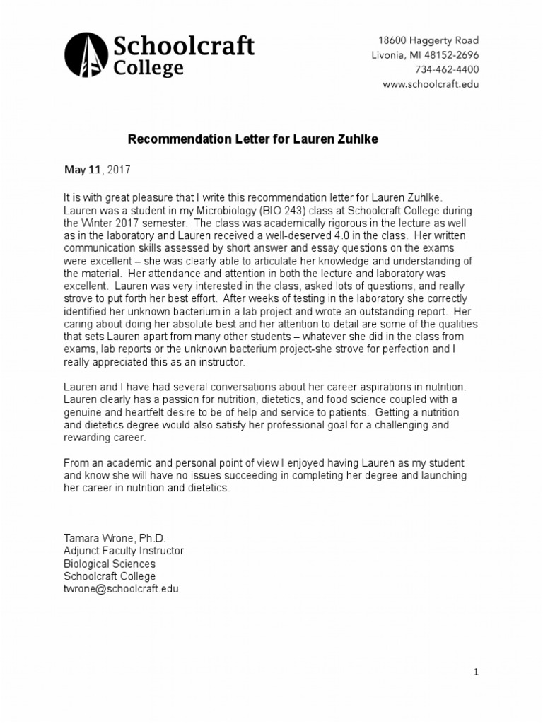 Letter of Recomm | PDF