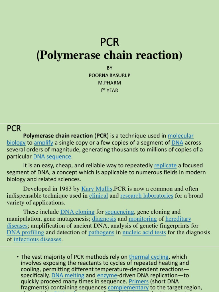 Polymerase Chain Reaction | PDF | Polymerase Chain Reaction | Real Time ...