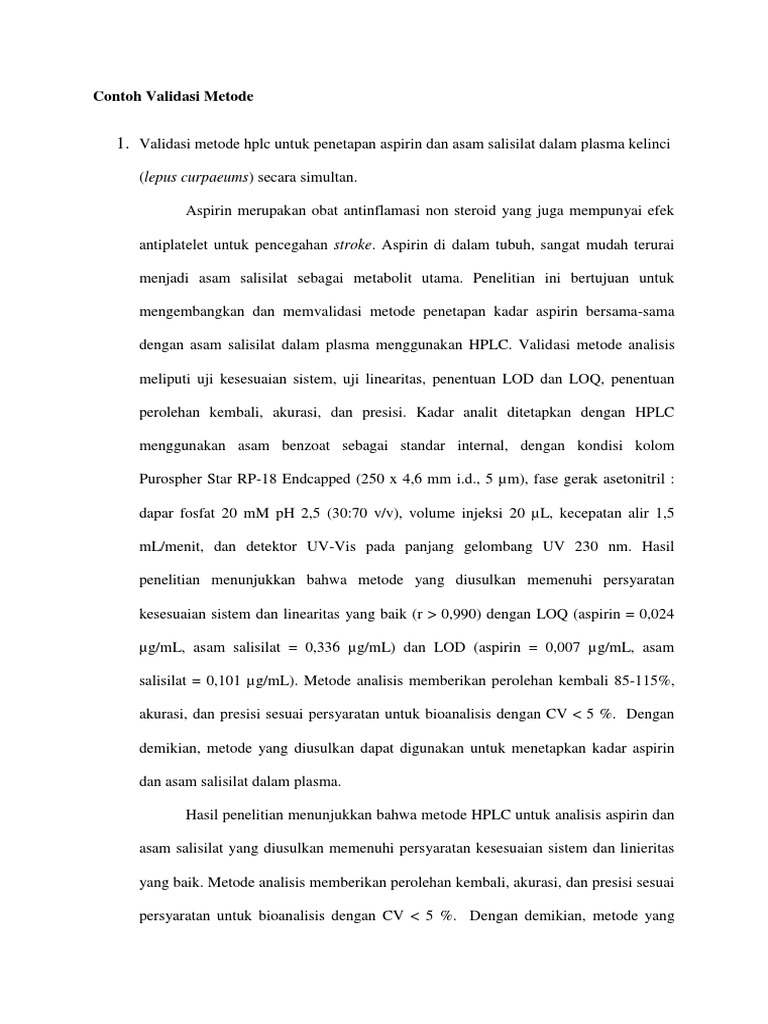 Contoh Validasi Metode | PDF