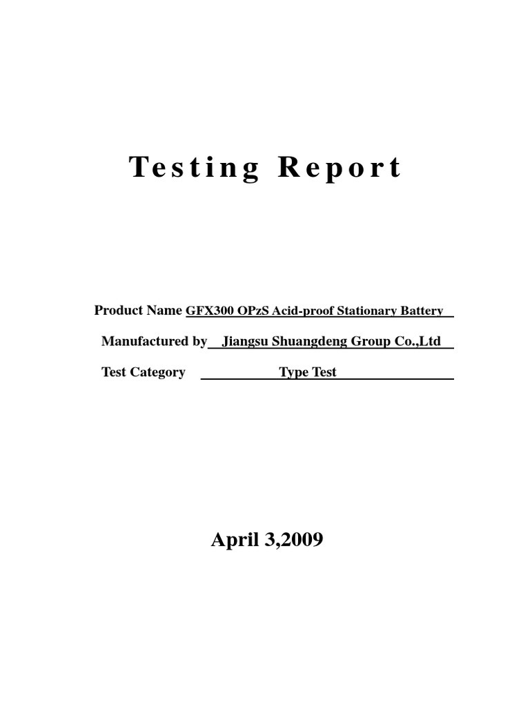 Test Report GFX-300 IEC60896 | PDF | Battery (Electricity ...