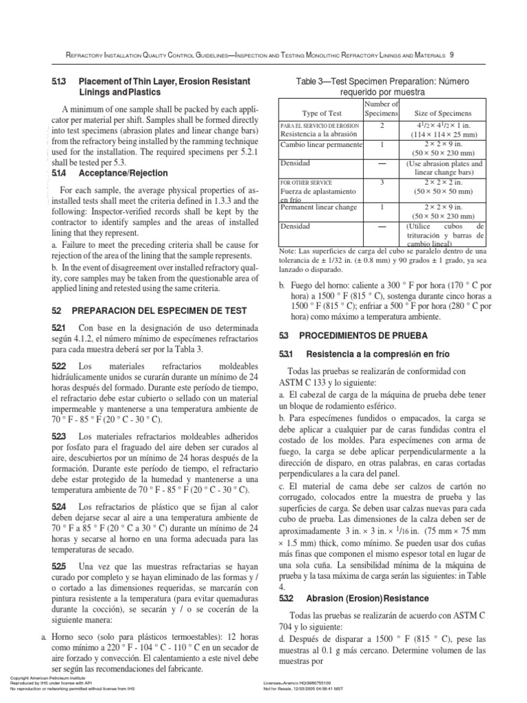 NORMA API-936 - Testeo A Materiales | PDF | Pressure | Temperature