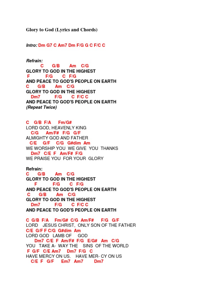 Glory to God: Lyrics and Chords | PDF