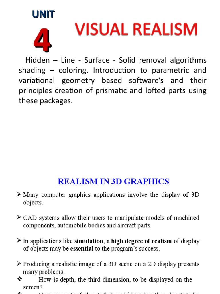 Unit IV Visual Realism | PDF | Rgb Color Model | Hue
