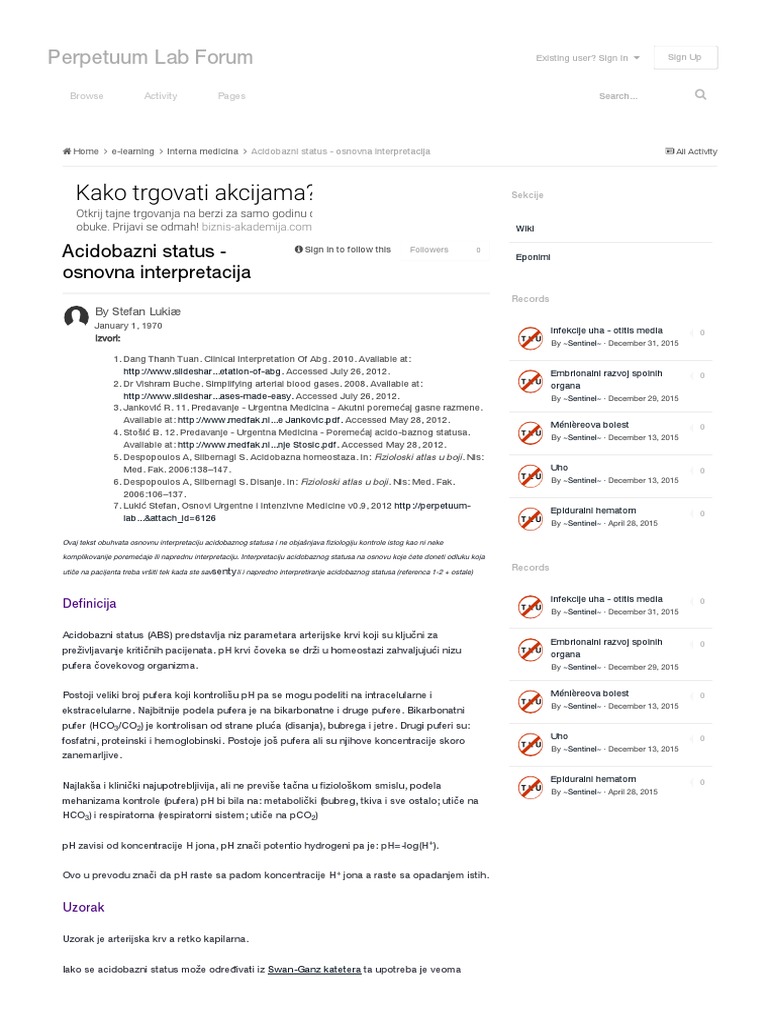 Acidobazni Status - Osnovna Interpretacija - Interna Medicina ...