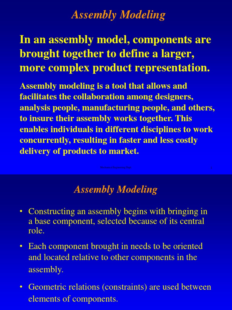 In An Assembly Model, Components Are Brought Together To Define A ...