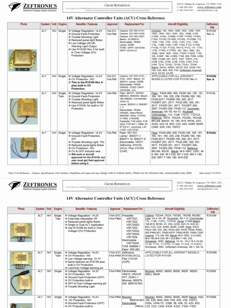 Zeftronics Product Cross Reference List | PDF | Electric Generator ...