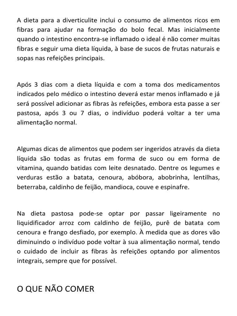 A Dieta para A Diverticulite Inclui o Consumo de Alimentos Ricos em ...