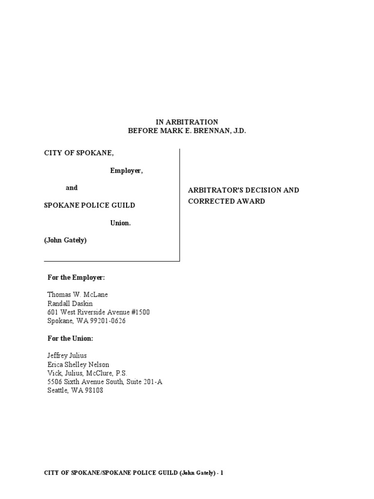 The Reason Why The Arbitrator Reduced Sgt. John Gately's Punishment ...