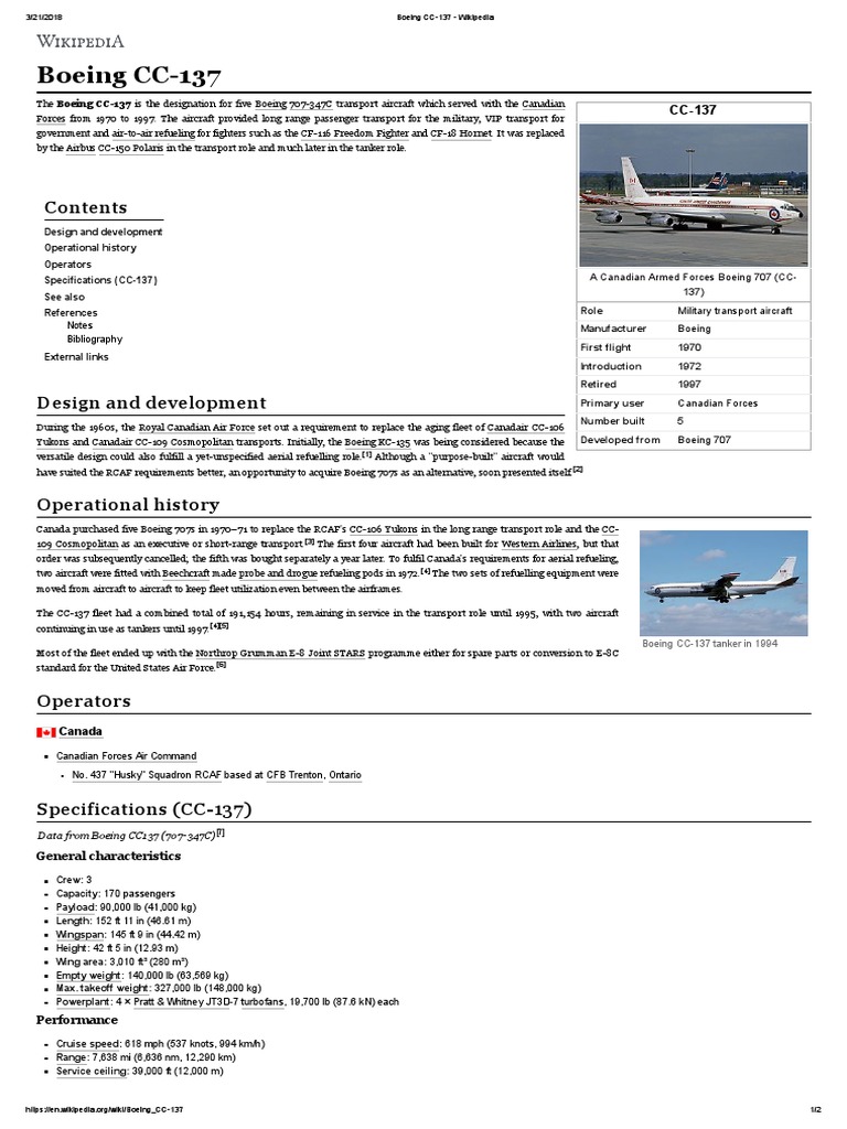 Boeing CC-137 | PDF | Boeing | Aircraft Configurations