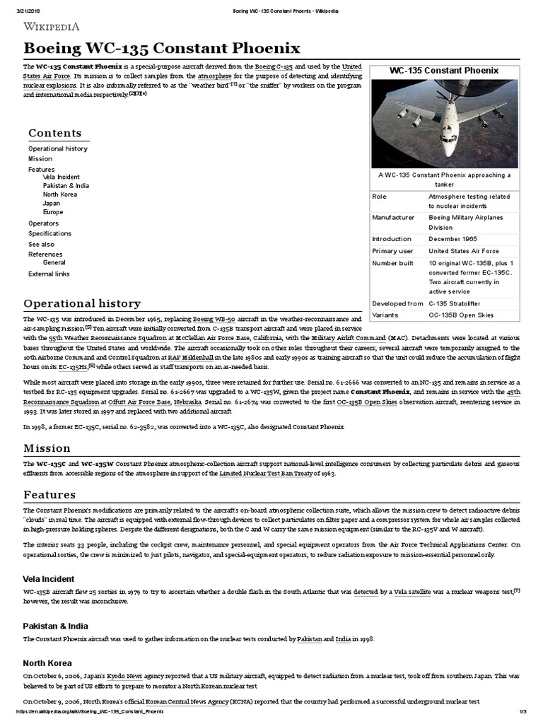 Boeing WC-135 Constant Phoenix | PDF | Aviation | Aircraft