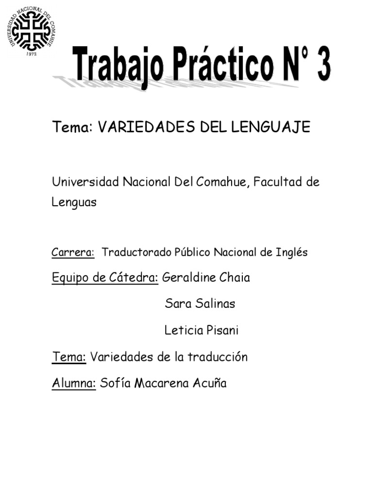 Caratula TP N°3 | PDF