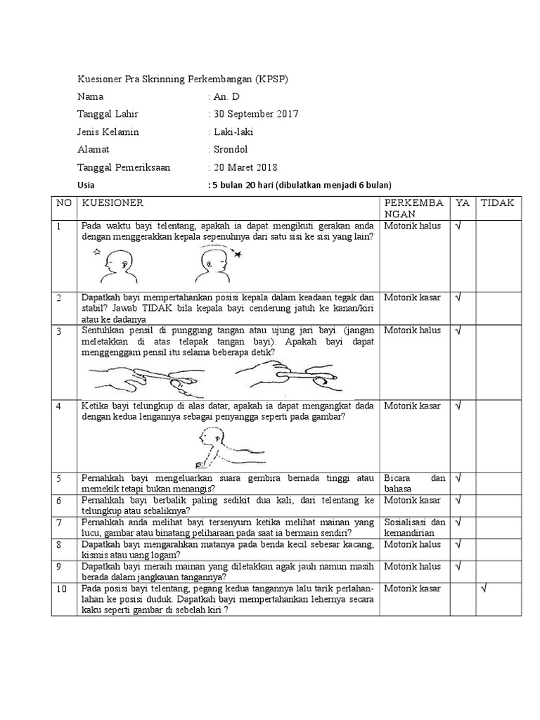 KPSP Anak Usia 6 Bulan | PDF