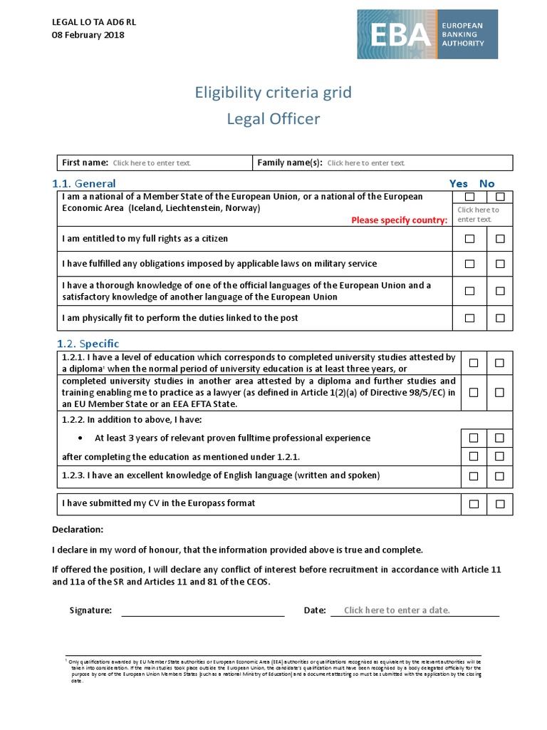 EU Legal Officer Eligibility Guide | PDF | European Economic Area ...